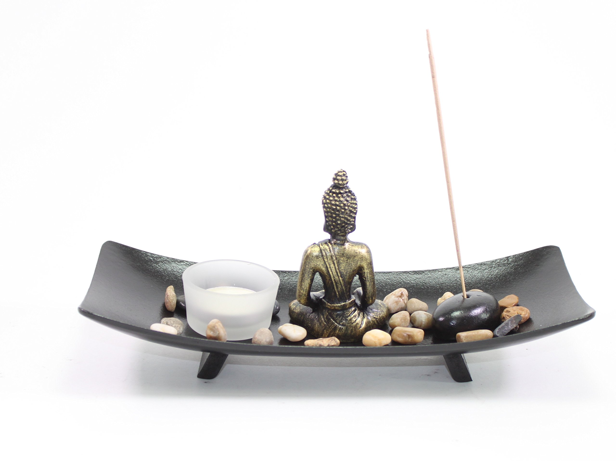 Tabletop Thai Buddha Zen Garden Rock Candle Holder Home Decor Relaxing Tranquility Gift