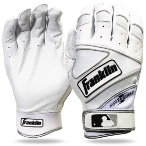 franklin sports mlb powerstrap batting gloves, pearl/white - adult medium