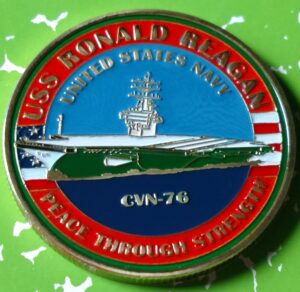 us navy uss ronald reagan cvn-76 colorized challenge art coin