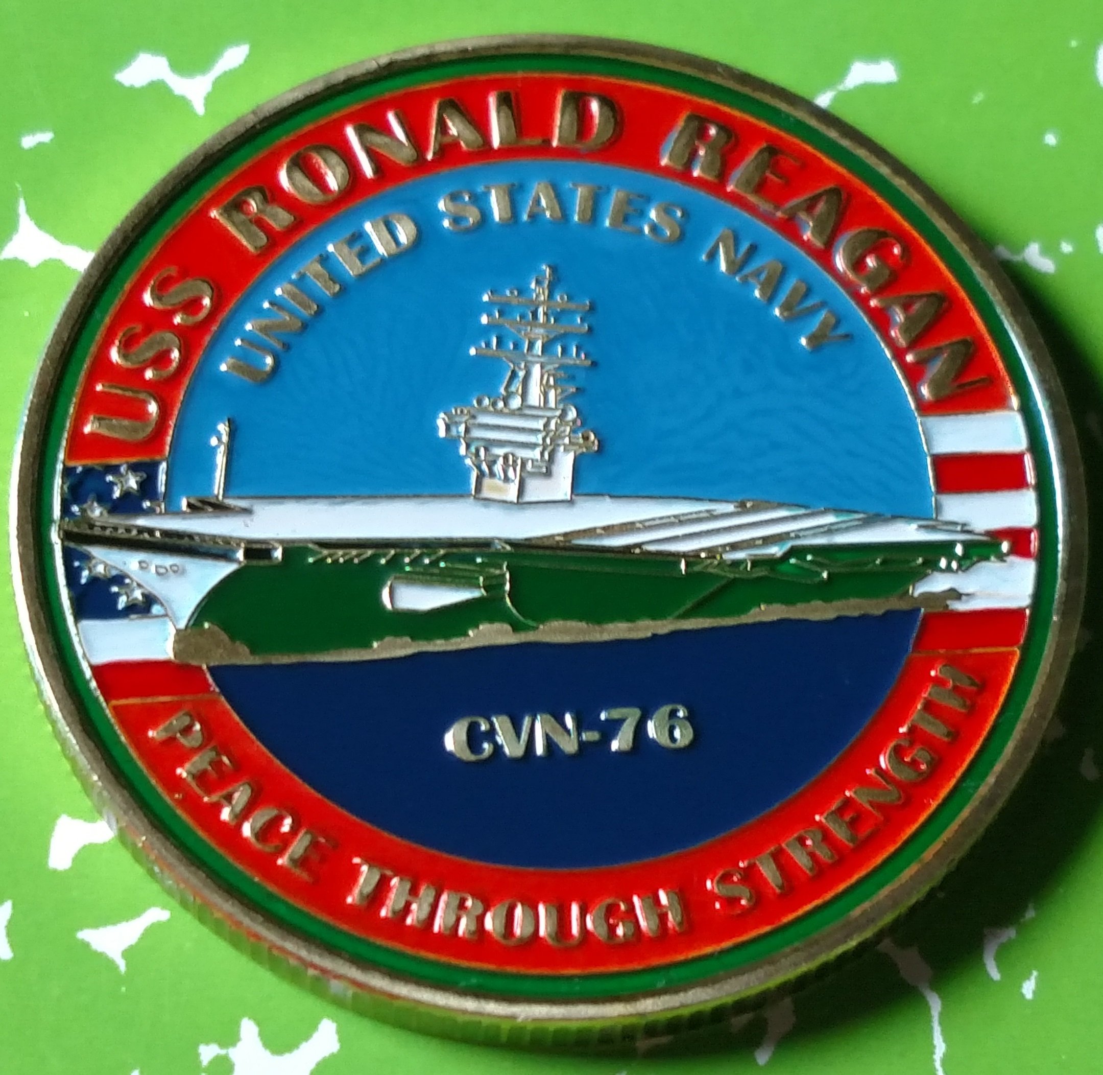 US Navy USS Ronald Reagan CVN-76 Colorized Challenge Art Coin