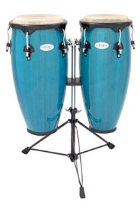 toca synergy wood conga set w/ double stand - bahama blue