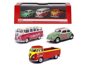 motorcity classics 458385 volkswagen coca cola 3 piece gift set 1 72 diecast car models