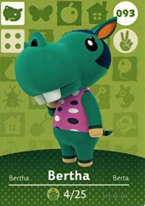 animal crossing happy home designer amiibo card bertha 093/100 by nintendo