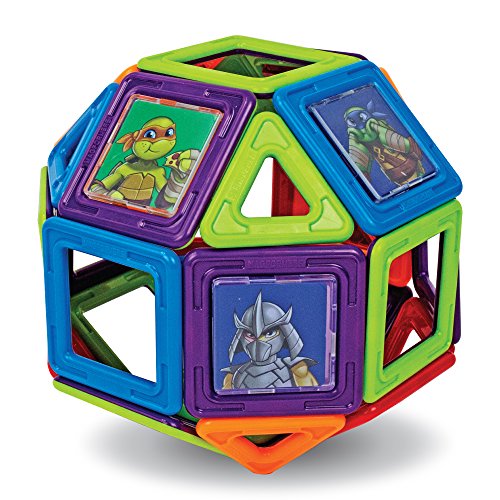 MAGFORMERS Teenage Mutant Ninja Turtles 60 Pieces Set, Green and Purple, Educational Magnetic Geometric Shapes Tiles Building STEM Toy Set Ages 3+