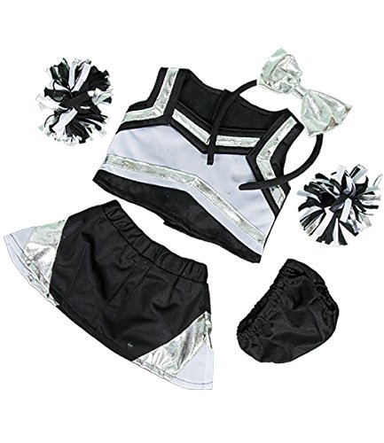 Metallic Silver & Black Cheerleader Teddy Bear Clothes Fits Most 14"-18" Build-A-Bear and Make Your Own Stuffed Animals