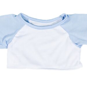 White Tee w/ Light Blue Sleeves Outfit Teddy Bear Clothes Fits 14" - 18" Build-a-Bear and Make Your Own Stuffed Animals