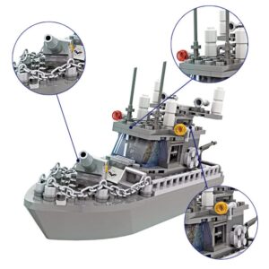 Army Toys Battleship Building Blocks Coast Guard Warship with Solid Hull and Deck Building Set Fun Preschool Educational toys for Boys and Girls 6-12 193 Pcs