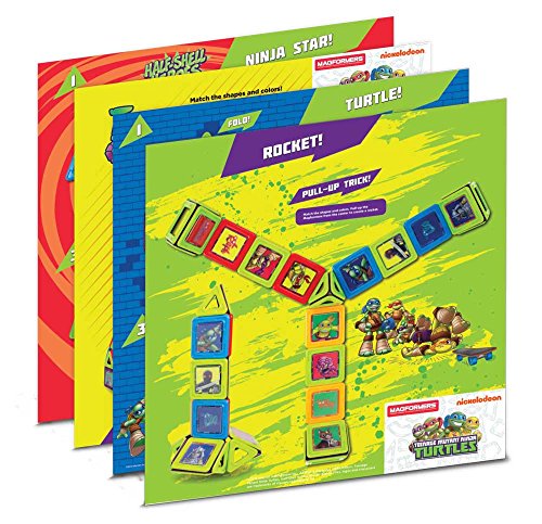 MAGFORMERS Teenage Mutant Ninja Turtles 60 Pieces Set, Green and Purple, Educational Magnetic Geometric Shapes Tiles Building STEM Toy Set Ages 3+