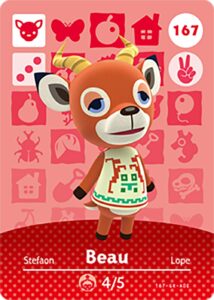 nintendo animal crossing happy home designer amiibo card beau 167/200 usa version by nintendo