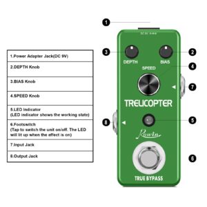 Rowin Trelicopter Effects Guitar Tremolo Pedal