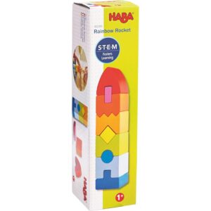 HABA Rainbow Rocket 9 Piece Wooden Stacking Play Set for Ages 1 and Up