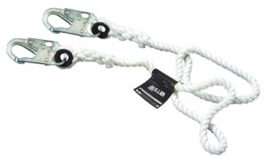 miller by honeywell 201rls-2-z7/20ftwh rope lanyard with 20' length, 2 locking snap hooks, 5/8"" nylon