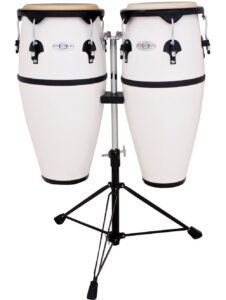 toca synergy fiberglass conga set w/stand - white