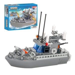 army toys battleship building blocks coast guard warship with solid hull and deck building set fun preschool educational toys for boys and girls 6-12 193 pcs