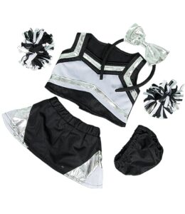 metallic silver & black cheerleader teddy bear clothes fits most 14"-18" build-a-bear and make your own stuffed animals