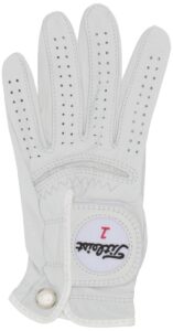 titleist perma soft golf glove womens reg lh pearl, white(large, worn on left hand)