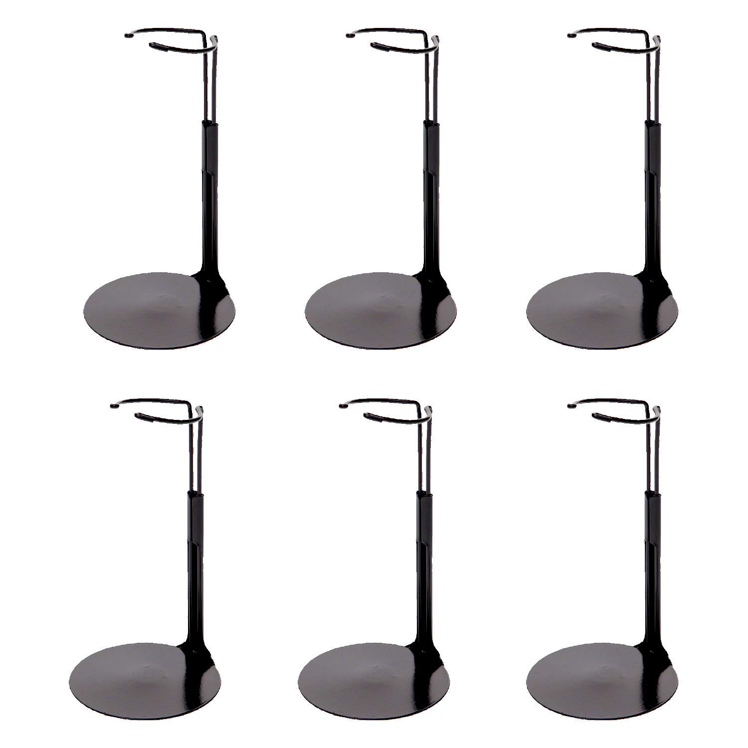 Kaiser Black Doll Stand - Action Figure Stands with Expandable Waist Wire for 8"-12" Dolls (6 pcs)