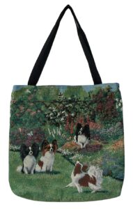 gone doggin papillon tote bag #2 – multicolored dog tapestry shoulder bag - papillon dog breed gifts