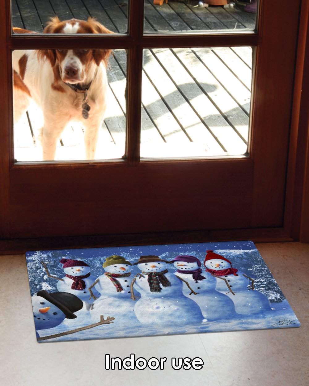 Toland Home Garden 800302 Snowman Photobomb Winter Door Mat 18x30 Inch Outdoor Doormat for Entryway Indoor Entrance