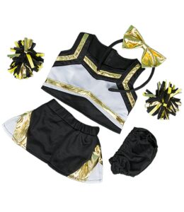 metallic gold & black cheerleader teddy bear clothes fits most 14"-18" build-a-bear & make your own stuffed animals