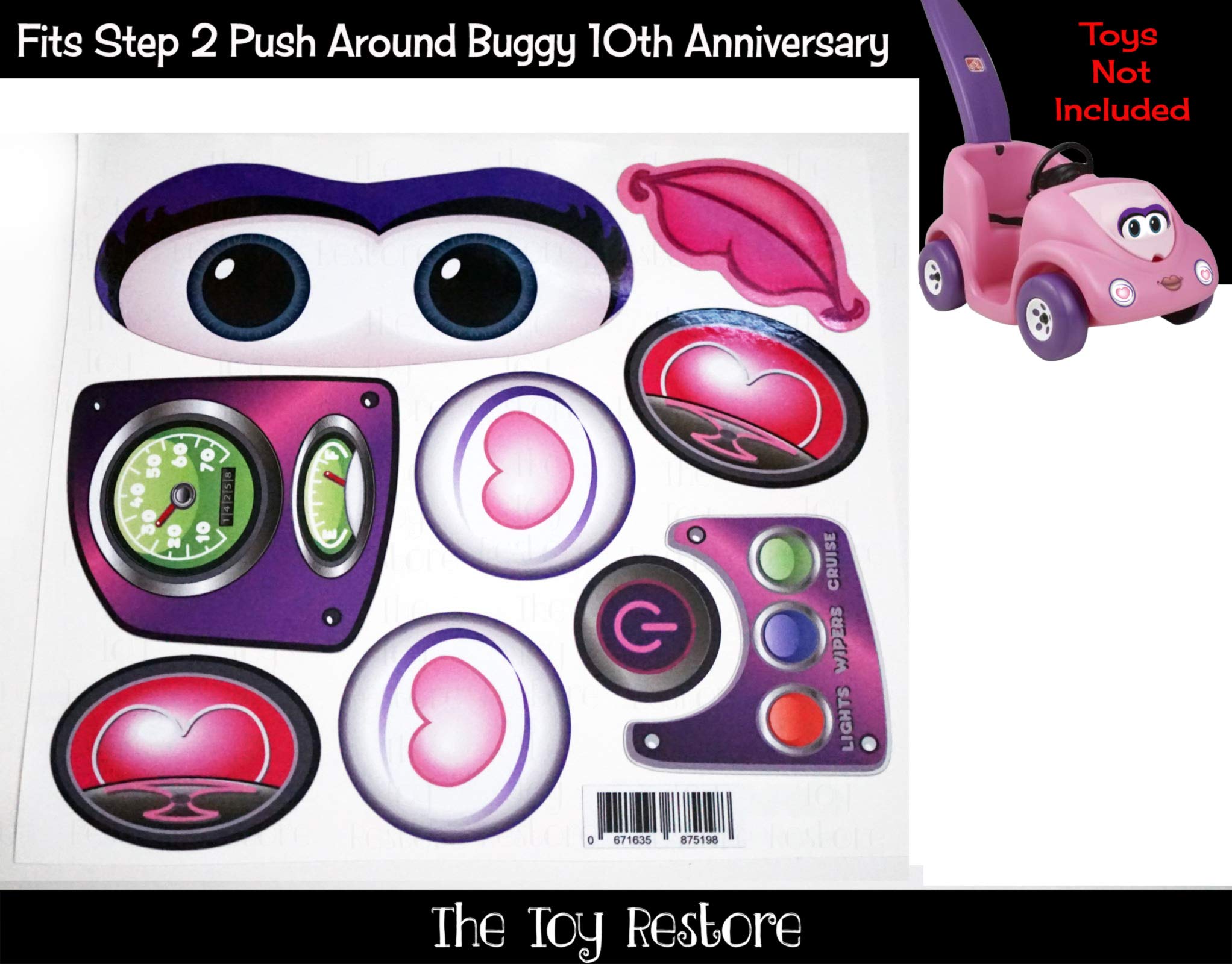 The Toy Restore Replacement Decals fits Step2 10th Anniversary Push Around Buggy Girl Ride-on Car