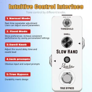 Rowin Digital Slow Hand Guitar Pedal Slow Gear for Electric Guitar Bass True Bypass (LEF-326)