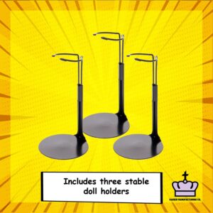 Kaiser Black Doll Stand 2175 - Action Figure Stands with Expandable Waist Wire for 8"-12" Dolls (3 pcs)