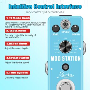 Rowin Mod Station 11 in 1 Digital Modulation Guitar Effects Pedal