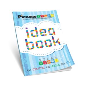 picassotiles steam idea book - 230 pages of magnet tiles building block creation ideas installation instruction toy difficulty guide indicator learning book brain development for kids age 3+