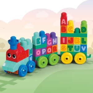 MEGA BLOKS First Builders Toddler Building Blocks Toy Set, ABC Learning Train with 60 Pieces, Ages 1+ Years (Amazon Exclusive)