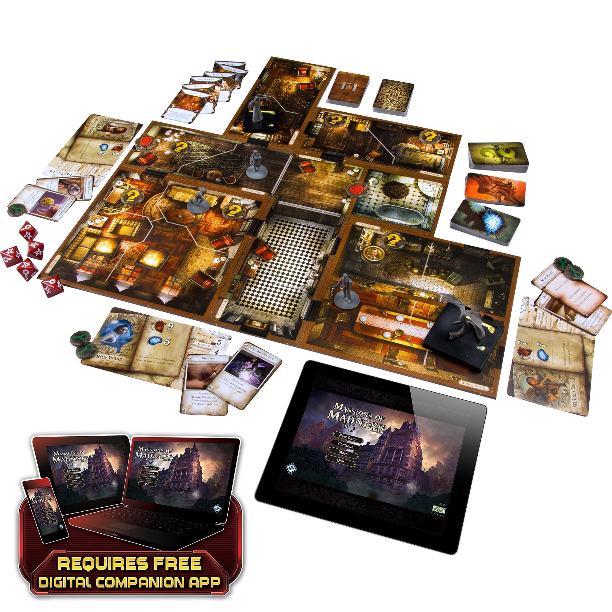 Mansions of Madness 2nd Edition (BASE GAME) | Horror Game | Mystery Board Game for Teens and Adults | Ages 14 and up | 1-5 Players | Average Playtime 2-3 hrs | Made by Fantasy Flight Games