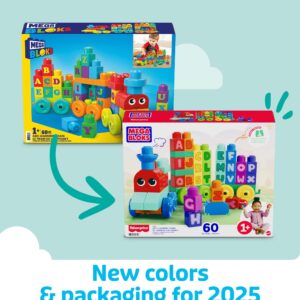 MEGA BLOKS First Builders Toddler Building Blocks Toy Set, ABC Learning Train with 60 Pieces, Ages 1+ Years (Amazon Exclusive)