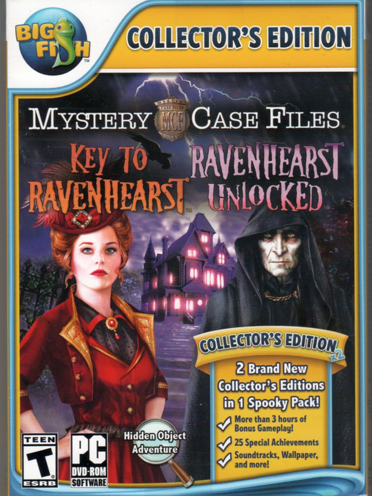 Mystery Case Files KEY TO RAVENHEARST + RAVENHEARST UNLOCKED Hidden Object PC Game