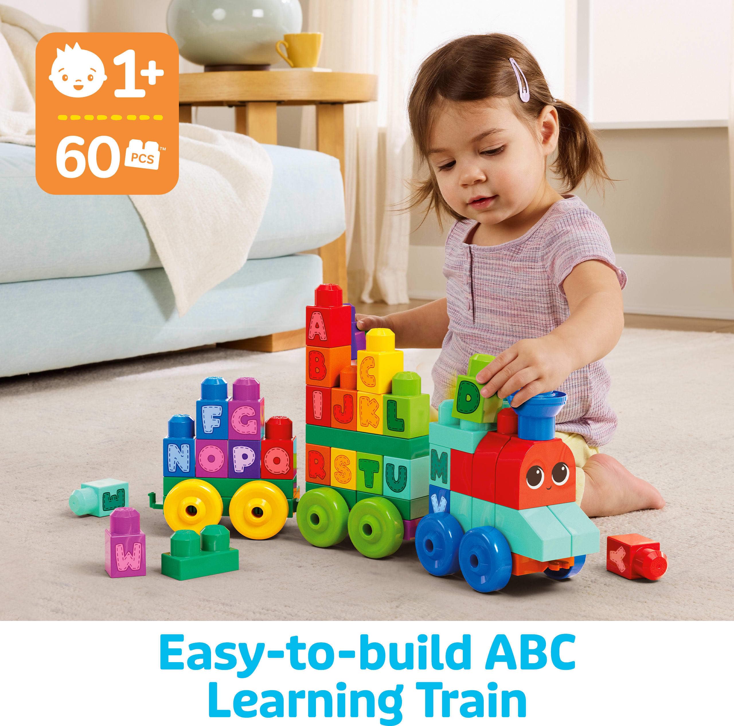 MEGA BLOKS First Builders Toddler Building Blocks Toy Set, ABC Learning Train with 60 Pieces, Ages 1+ Years (Amazon Exclusive)