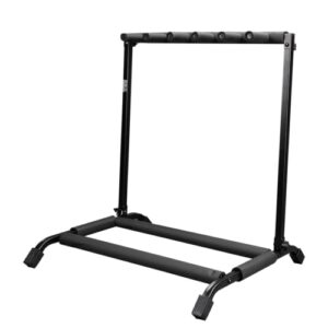 rok-it multi guitar stand rack with folding design; holds up to 5 electric or acoustic guitars (ri-gtr-rack5)