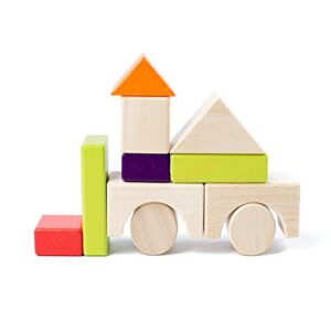 Wooden Building Blocks Set for Toddlers ,Stacking Bricks Board Games,Educational Preschool Learning Toys for 30 Blocks with Wooden Box