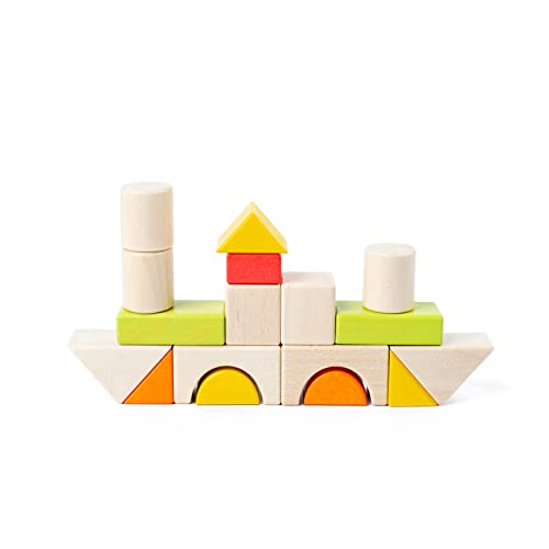 Wooden Building Blocks Set for Toddlers ,Stacking Bricks Board Games,Educational Preschool Learning Toys for 30 Blocks with Wooden Box