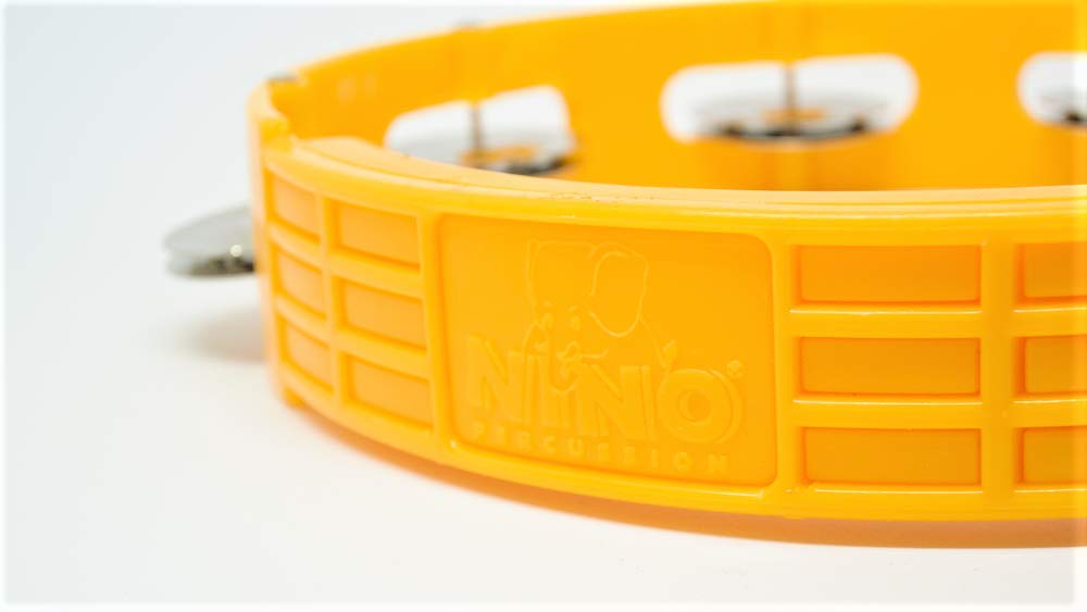 Nino Percussion NINO49Y Compact 8" ABS Plastic Handheld Tambourine, Yellow