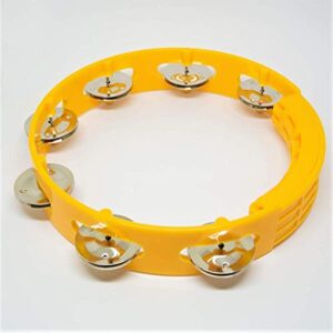 Nino Percussion NINO49Y Compact 8" ABS Plastic Handheld Tambourine, Yellow