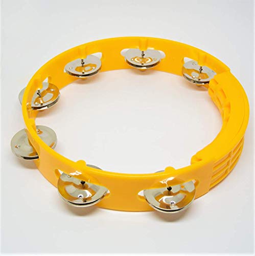 Nino Percussion NINO49Y Compact 8" ABS Plastic Handheld Tambourine, Yellow