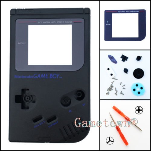 Gametown Full Housing Shell Cover Case Pack with Screwdriver for Nintendo Gameboy Classic/Original GB DMG-01 Repair Part-Black