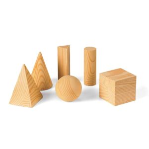 hand2mind wood geometric solid blocks, 3d shapes (set of 7)