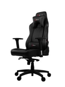 arozzi - vernazza premium pu leather ergonomic gaming/office chair with high backrest, recliner, swivel, tilt, rocker, adjustable height & adjustable lumbar & neck support - black - red accents