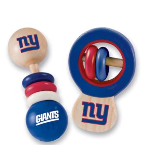 MasterPieces NFL New York Giants Natural Wood, Non-Toxic, BPA, Phthalates, & Formaldehyde Free, Baby Rattle Set, 2 Pieces