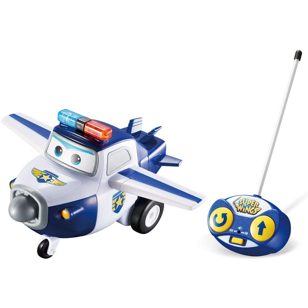 Super Wings - Remote Control Paul | RC Police Airplane Toys | Easy to Control | Blue and White Vehicle | Best Gift for 3 4 5 Year Old Boys and Girls | Fun for Preschool Kids | Light and Sound Effects