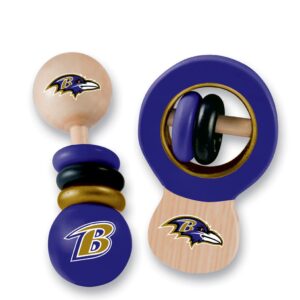 BabyFanatic Wood Rattle 2 Pack - NFL Pittsburgh Steelers - Officially Licensed Baby Toy Set