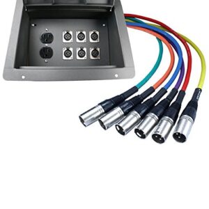 pro audio stage recessed floor box with 110v electric and xlr connections (6 xlr, pre wired)