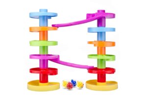 ball drop educational toy with bridge - advanced spiral swirl ball ramp activity playset for toddlers