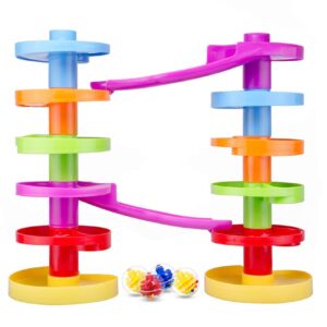 Ball Drop Educational Toy with Bridge - Advanced Spiral Swirl Ball Ramp Activity Playset for Toddlers