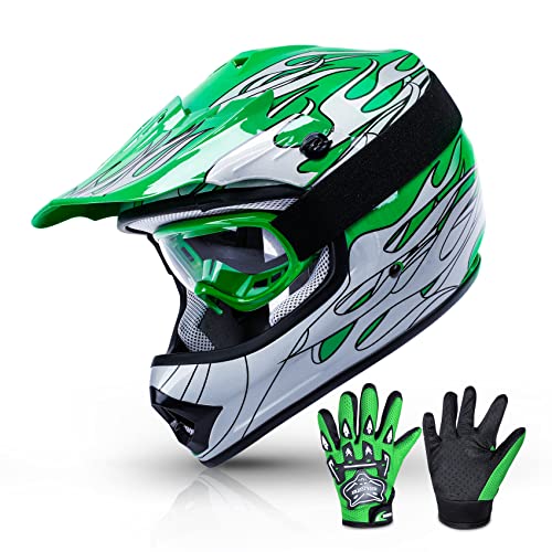 TCMT Youth Kids Helmet Motocross ATV Dirtbike BMX MX Offroad Full Face Motorcycle Helmet Gloves Goggles Dot Approved